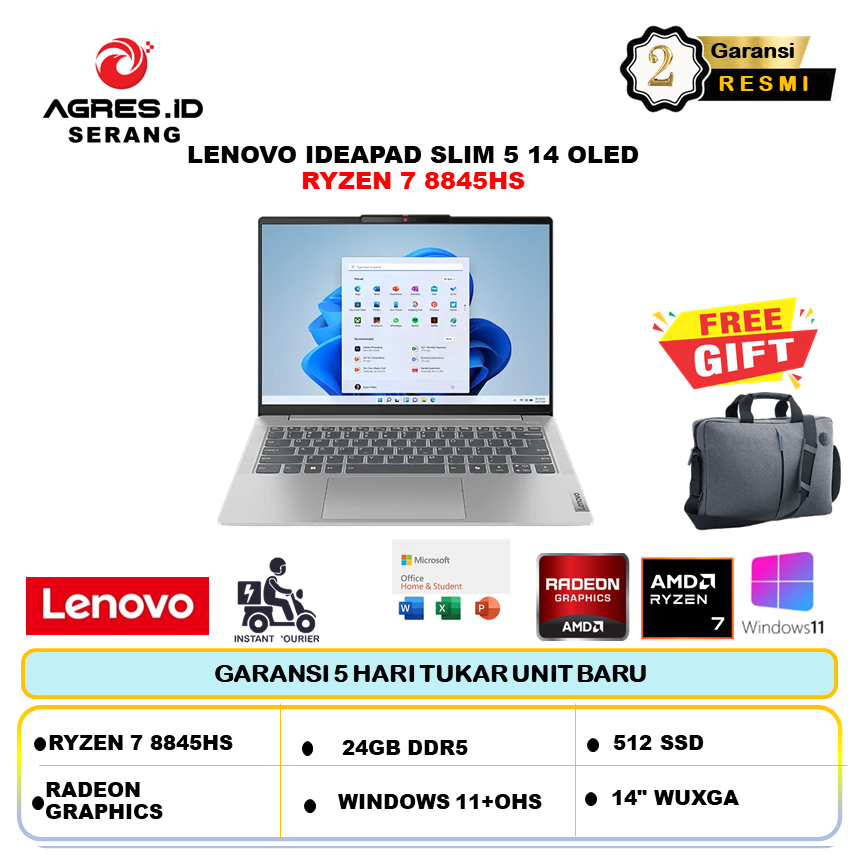 Jual Lenovo Ideapad Slim 5 14 Oled AMD Ryzen 7 8845HS 24GB 512GB W11+OHS+M365B 14.0Wuxga ...