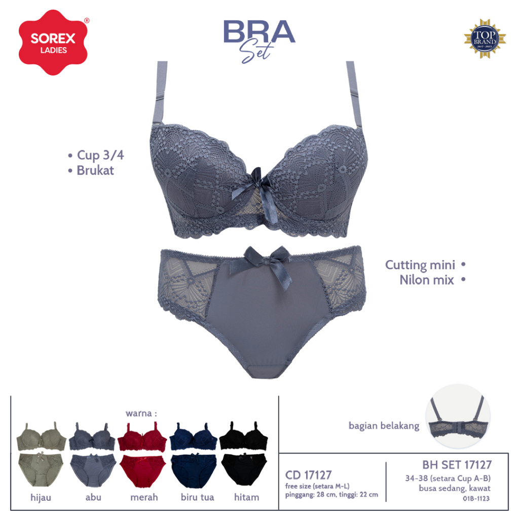 Jual Sorex Bra Set Kawat Brukat Kait 3 Setara Cup A-B + CD Cutting Mini ...