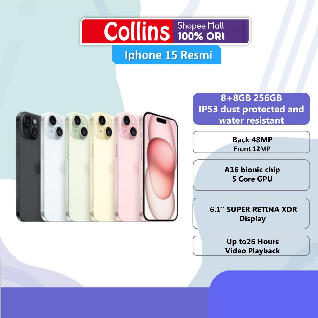 Jual Ip 15 x Collins 256Gb A15 Bionic CPU 6C / GPU 4C Resmi | Shopee ...