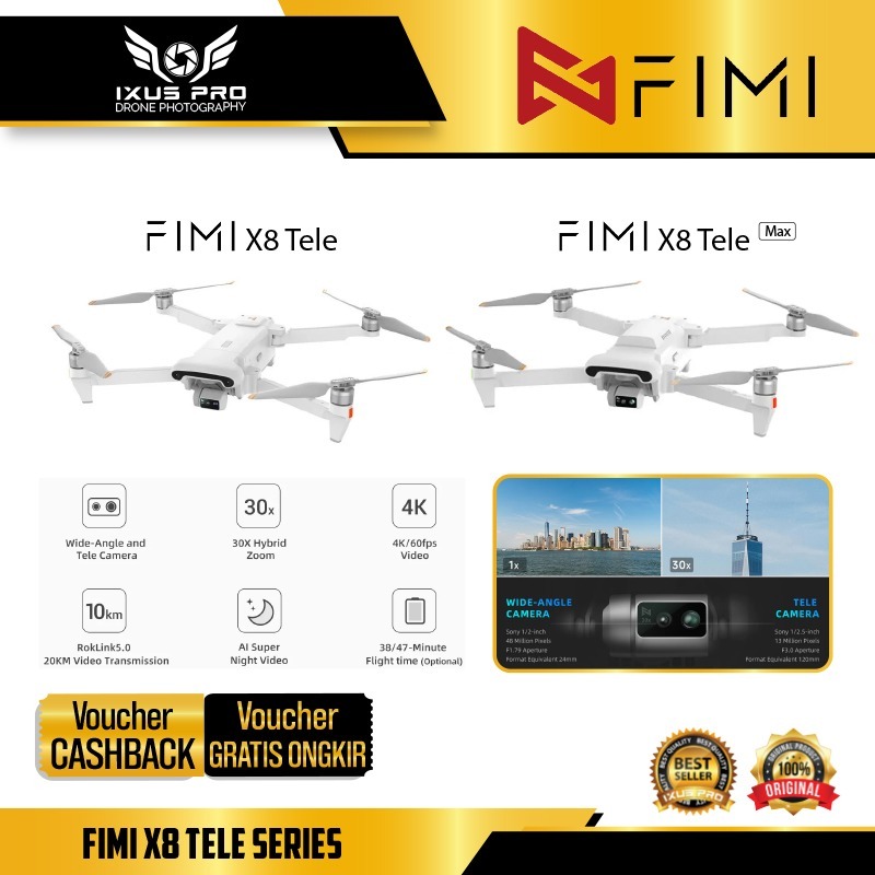 Jual FIMI X8 TELE Drone 4K 48MP Camera 3-axis Gimbal 10km 38 Min Flight Time | Shopee Indonesia