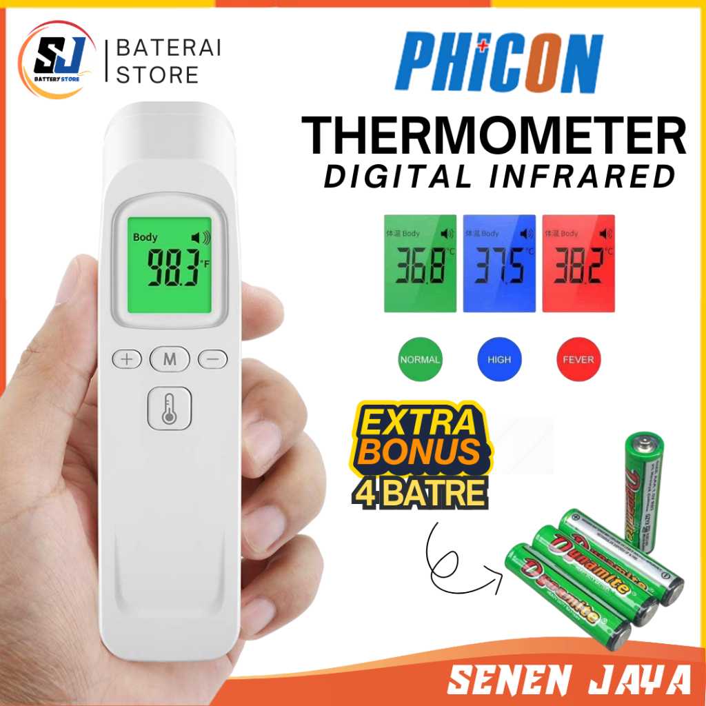 Jual FREE BATERAI 4 PCS!!Termometer PHICON Thermogun Termometer Suhu ...
