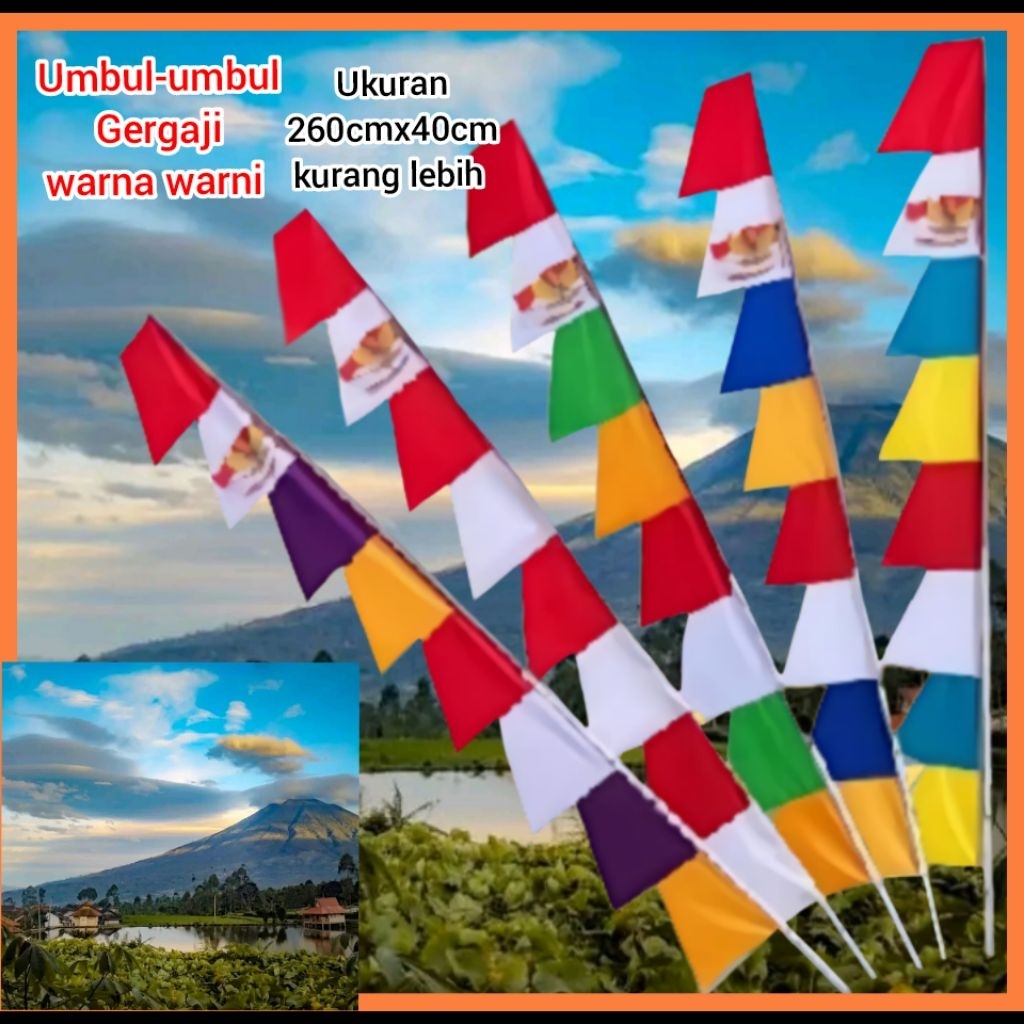 Jual umbul umbul gergaji warna warni motif Garuda isi 20 pcs/ Kodian ukuran kurang lebih ...