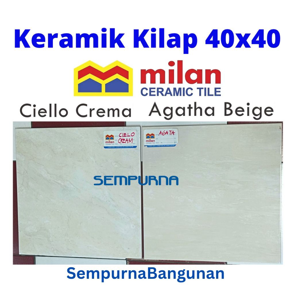 Jual Keramik ubin lantai dinding cream kilap 40x40 KW1 Milan Ciello ...