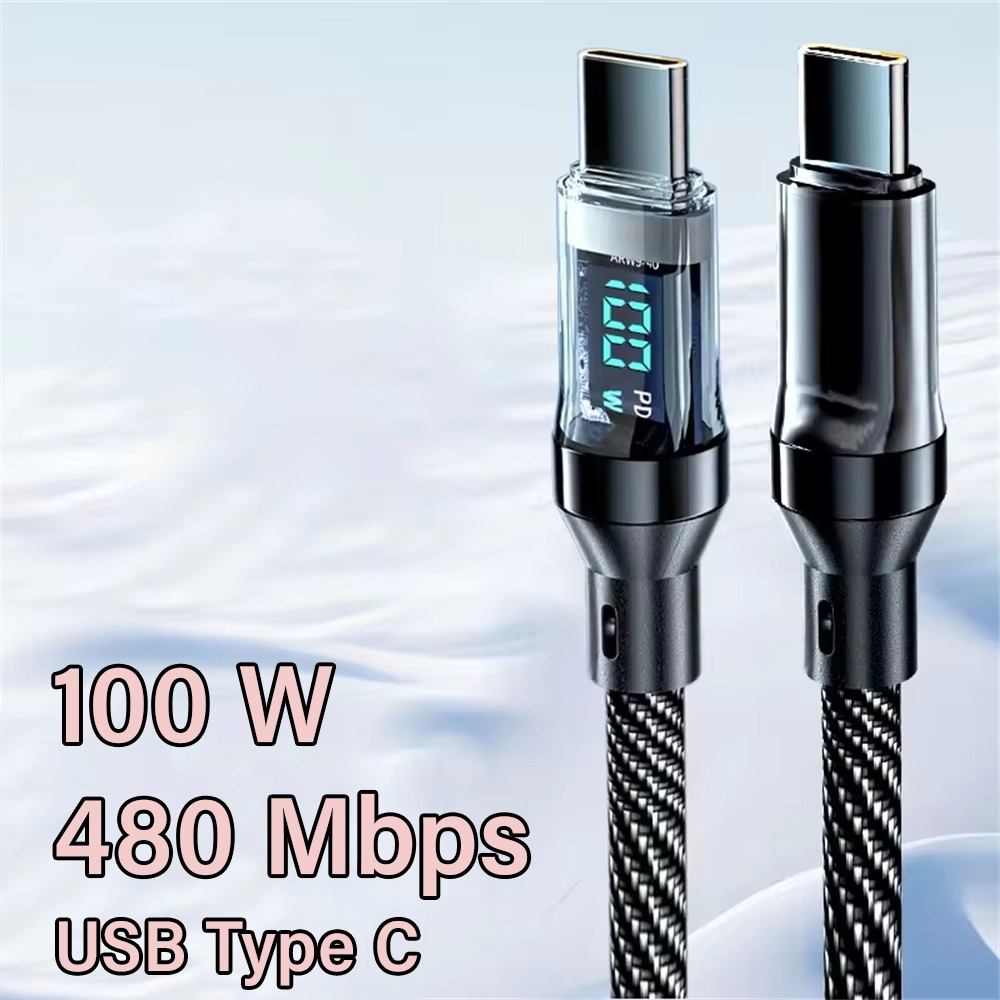 Jual Kabel Data USB Type C to Type C Fast Charging LED 100W 480Mbps ...