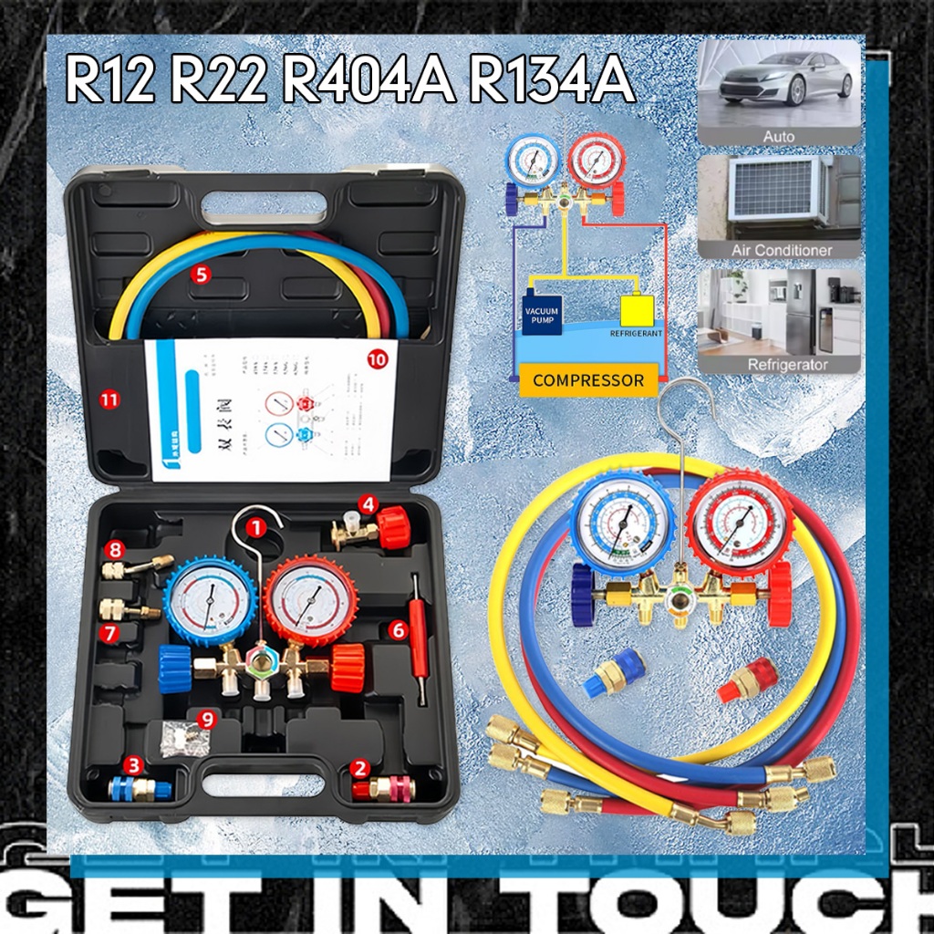 Jual R134a R410a Manifold Ac Mobil Pressure Manifold Gauge Hose Kit ...