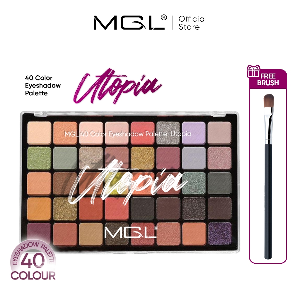 Jual MGL Eyeshadow Palette Utopia 40 Warna + Free Brush – Eyeshadow ...