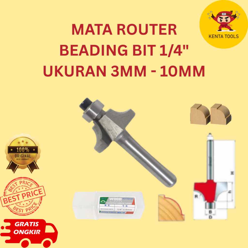 Jual Mata Beading Bit 1/4" 3mm 4mm 5mm 6mm 8mm 10mm 1/4 Inch untuk ...