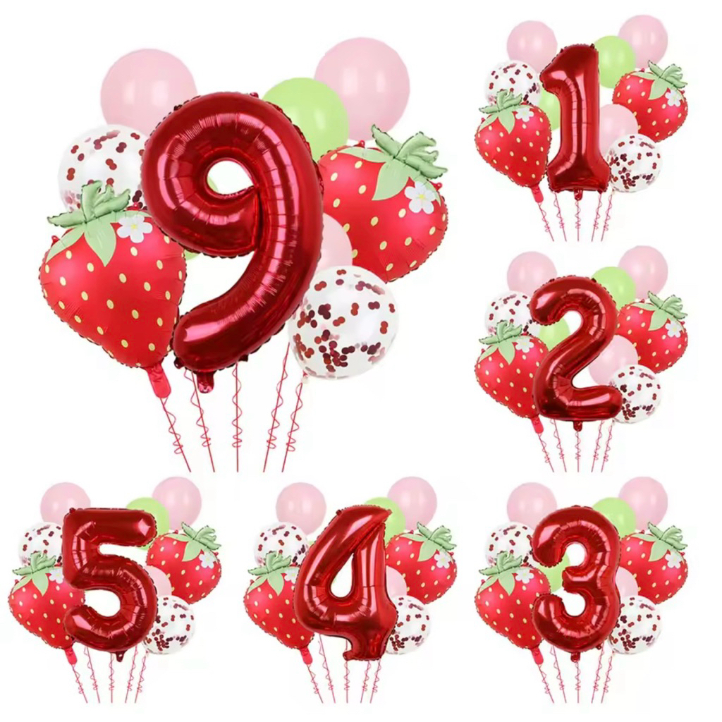 Jual PAKET BALON MATTE STRAWBERRY ANGKA MERAH | Shopee Indonesia