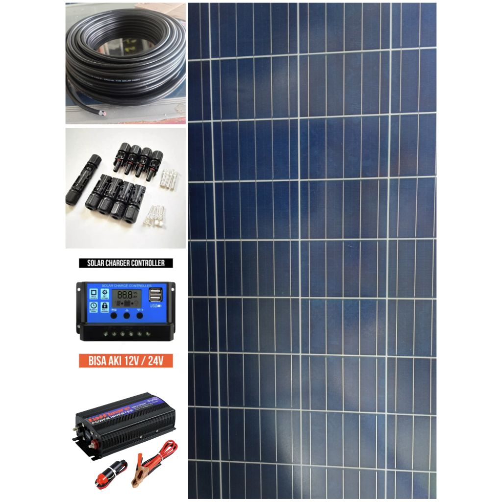 Jual Panel Surya 100 Wp 2 Unit Inventer 1000 Watt PSW DC TO AC | Shopee ...