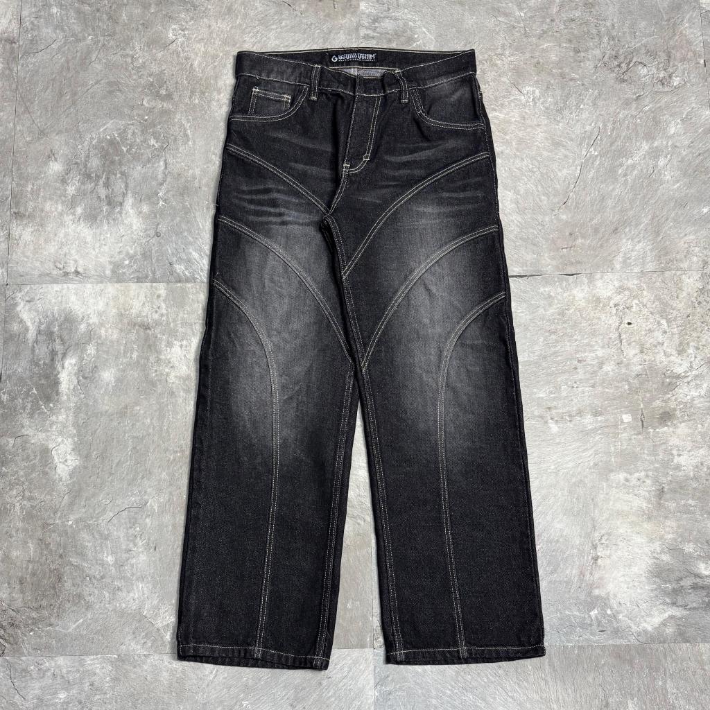 Jual GEVAR - Celana Jeans Baggy Blackwash Pecah Pola Oversize Gombrong ...