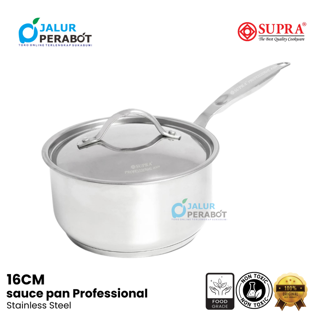 Jual SUPRA Panci Stainless Steel SUS 304 Sauce Pan 16 Cm Professional ...
