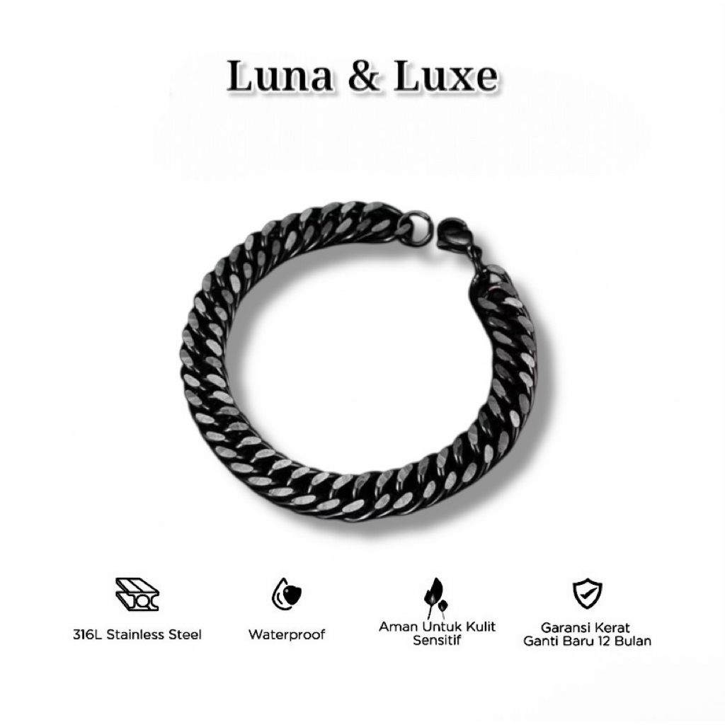 Jual Gelang Rantai Hitam Stainless Steel Model Hip Hop Gelang Pria ...