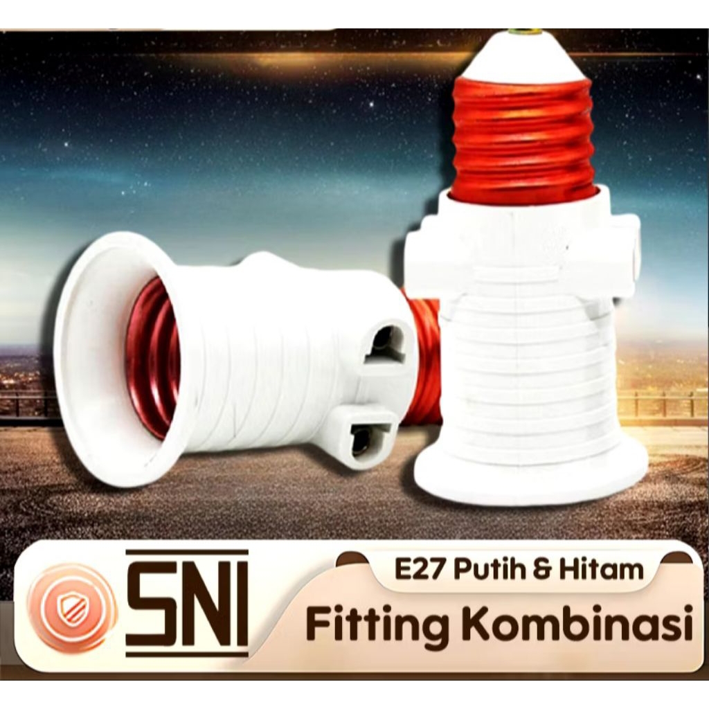 Jual Fitting Kombinasi E27 Hitam & Putih Fitting Lampu Colok Fitting ...