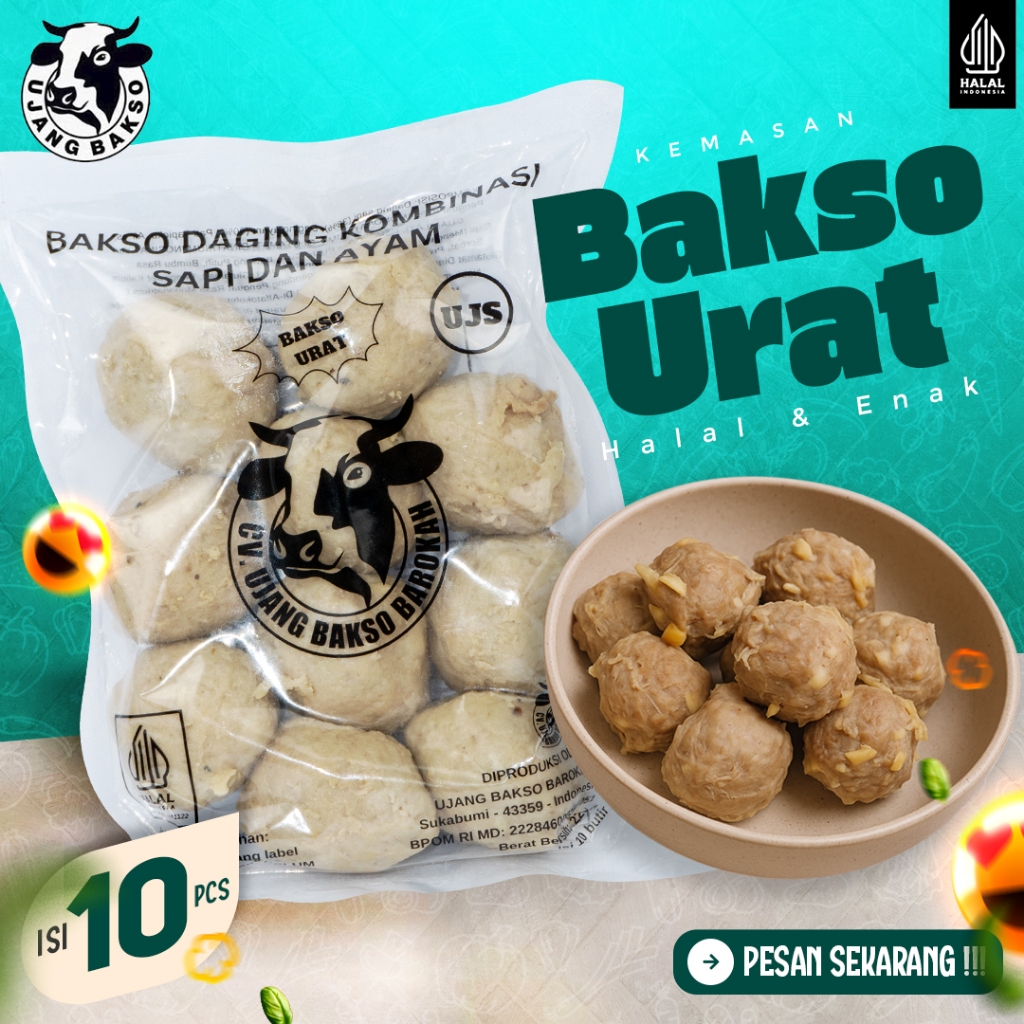 Jual Bakso urat Sapi Enak Lezat Kemasan isi 10 | Shopee Indonesia