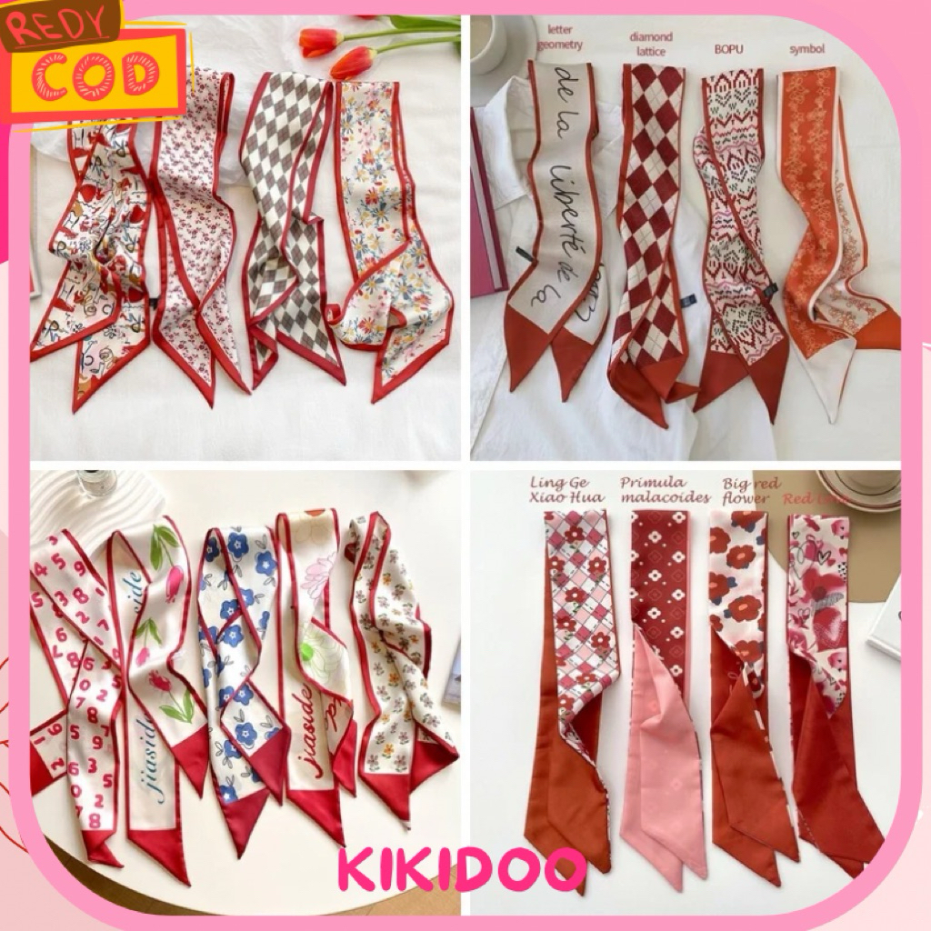 Jual Kikidoo Sakura Red Scarf Twilly | Syal Twilly Aksesoris Rambut ...