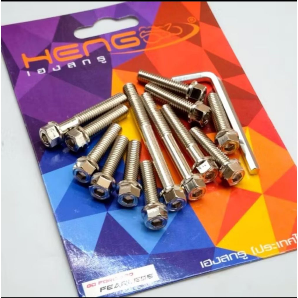 Jual promo Baut heng probolt 2 kunci CHROME baut bak cvt vario 110 125 150 beat scoopy mio ...