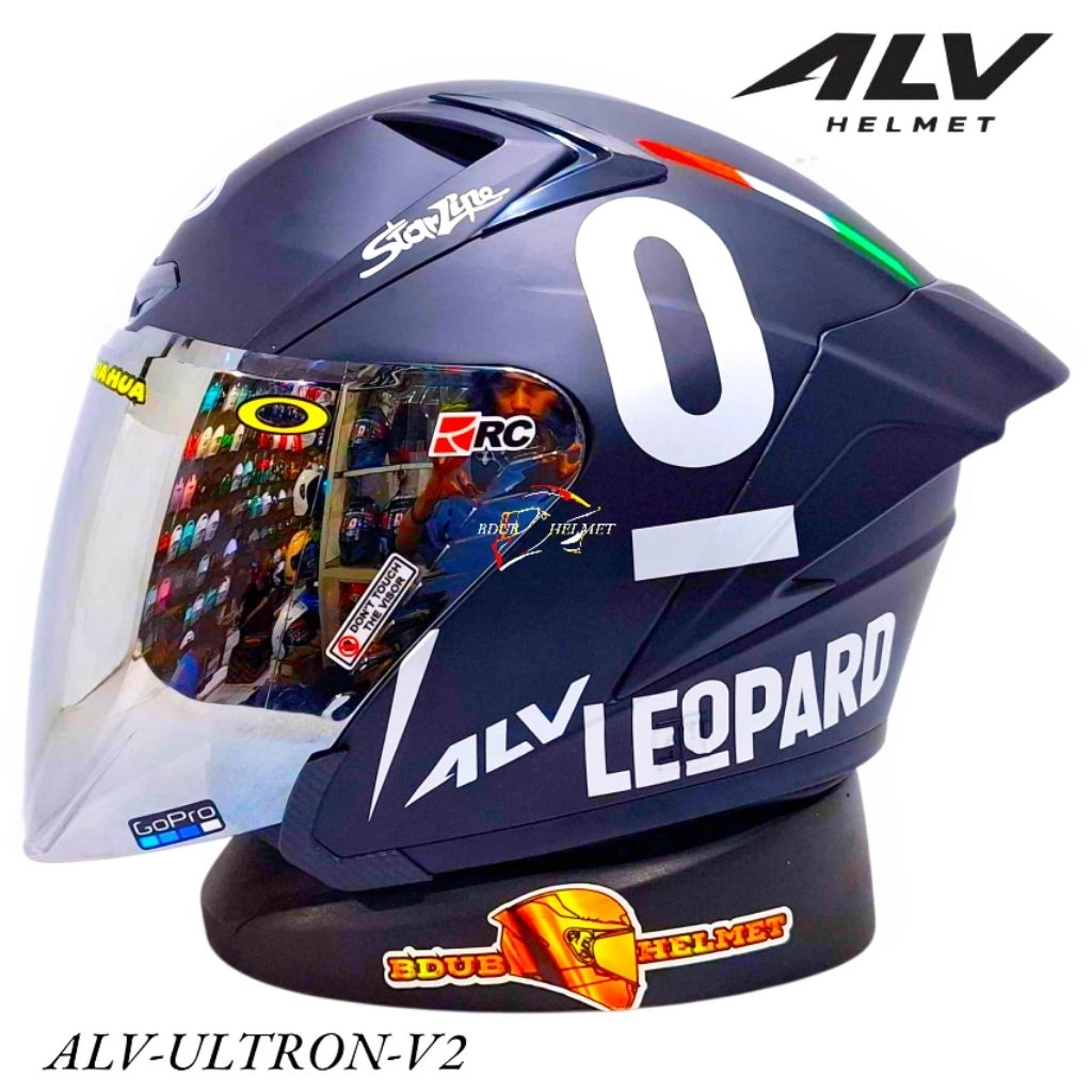 Jual Helm ALV Ultron V2 Black dof Leopard paket ganteng spoiler 3D ...