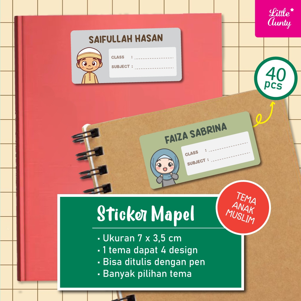 Jual (40 Pcs) Stiker Label Custom Nama Mapel Buku Pelajaran Anak PAUD ...