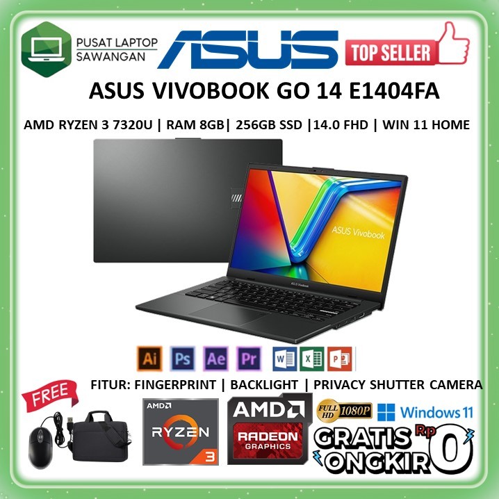 Jual Laptop Asus Vivobook Go 14 E1404 AMD Ryzen 3 7320U RAM 8GB SSD ...