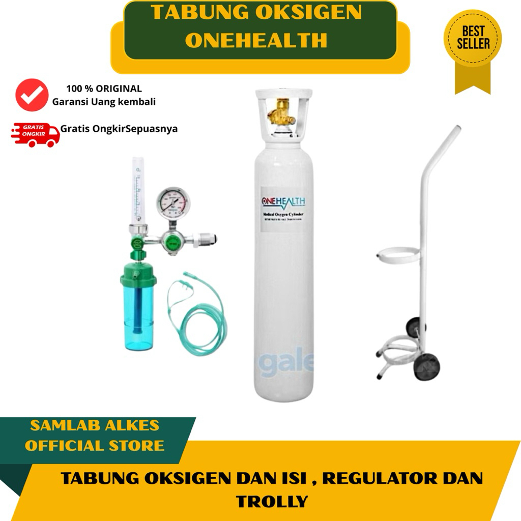 Jual TABUNG OKSIGEN ONEHEALTH LENGKAP TROLLY DAN REGULATOR | Shopee Indonesia