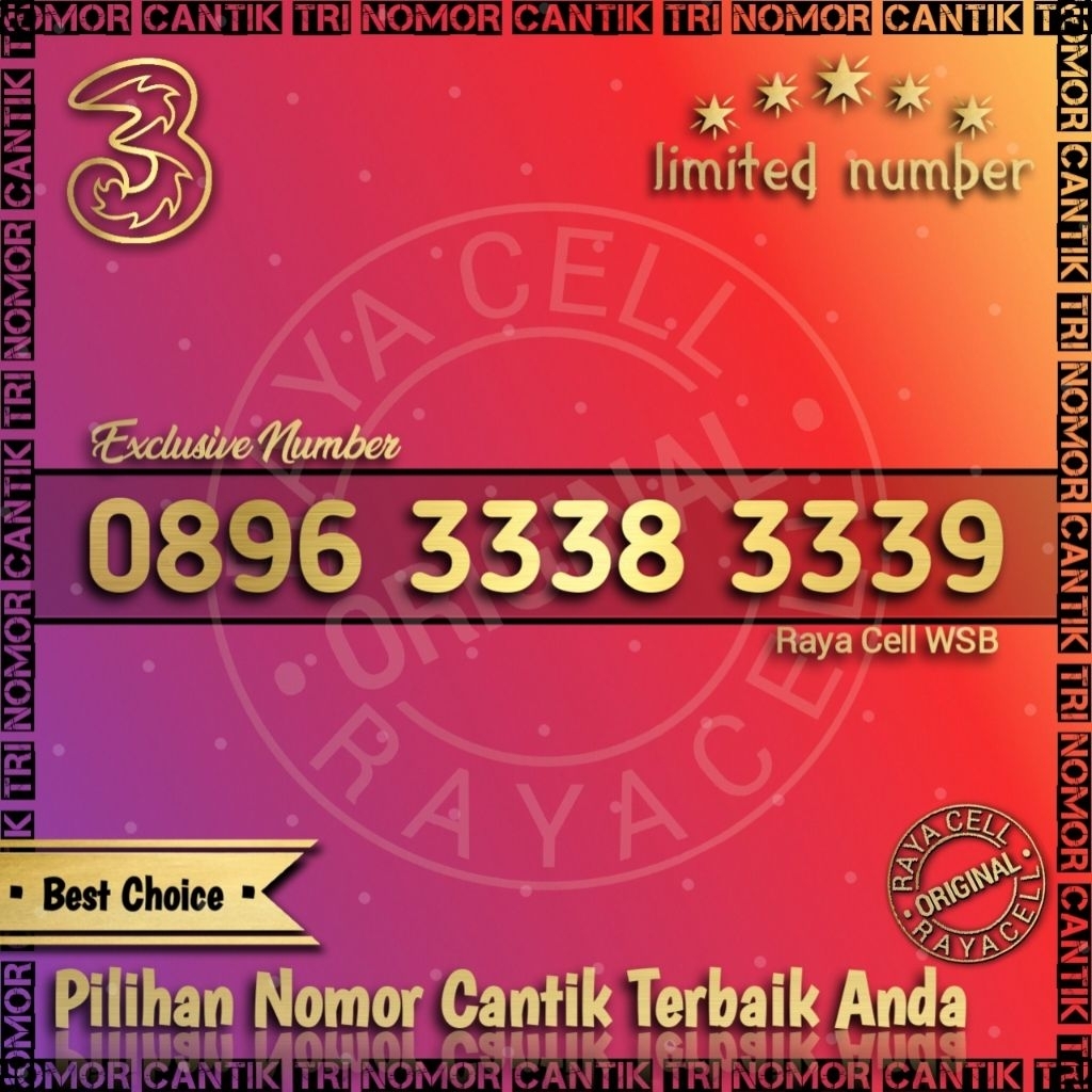 Jual Nomor Cantik TRI 3338 3339 | Shopee Indonesia