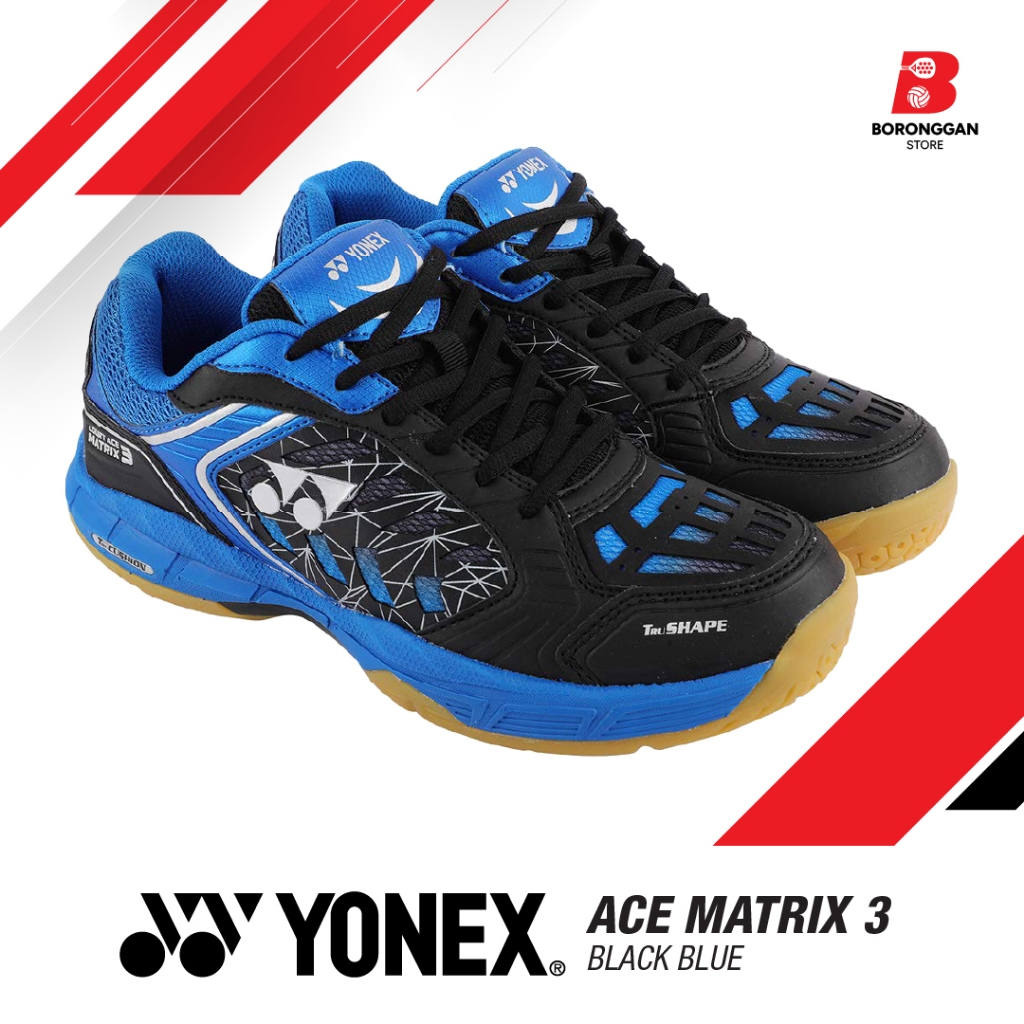 Jual Sepatu Badminton Yonex Ace Matrix 3 | Black Blue | Bulutangkis ...
