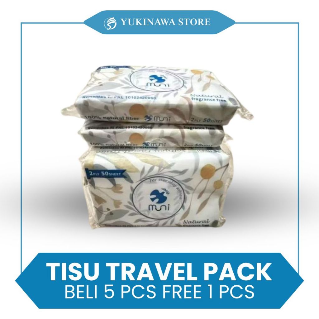 Jual BUY 5 FREE 1 PCS! Tisu Travel Pack MUNI 2 Ply Isi 50 Lembar – Tisu ...