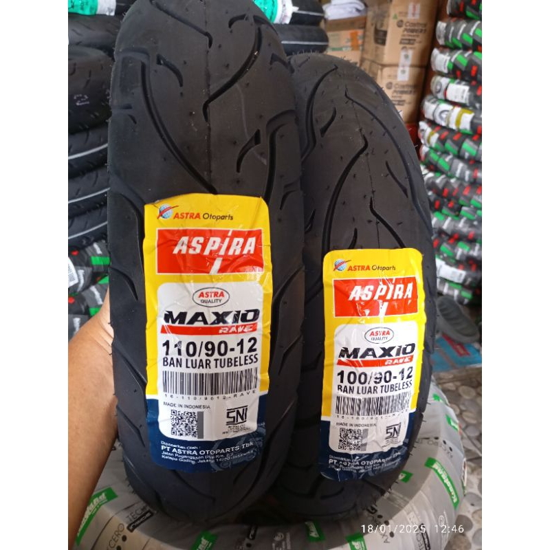 Jual Paket Ban Motor Ring 12 100/90 110/90 Aspira Maxio Rave Tubeless ...