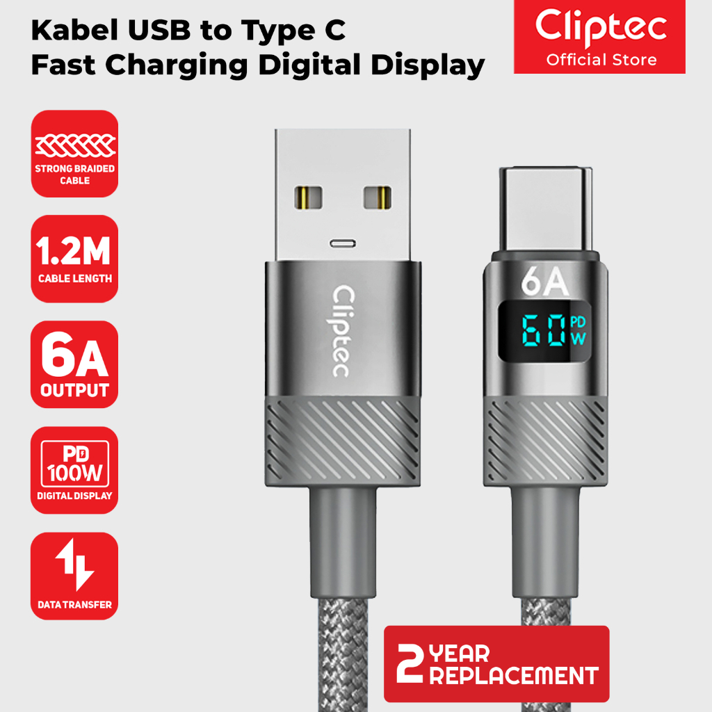 Jual Kabel Data Type C Fast Charging 6A Digital LED Display 1.2m ...