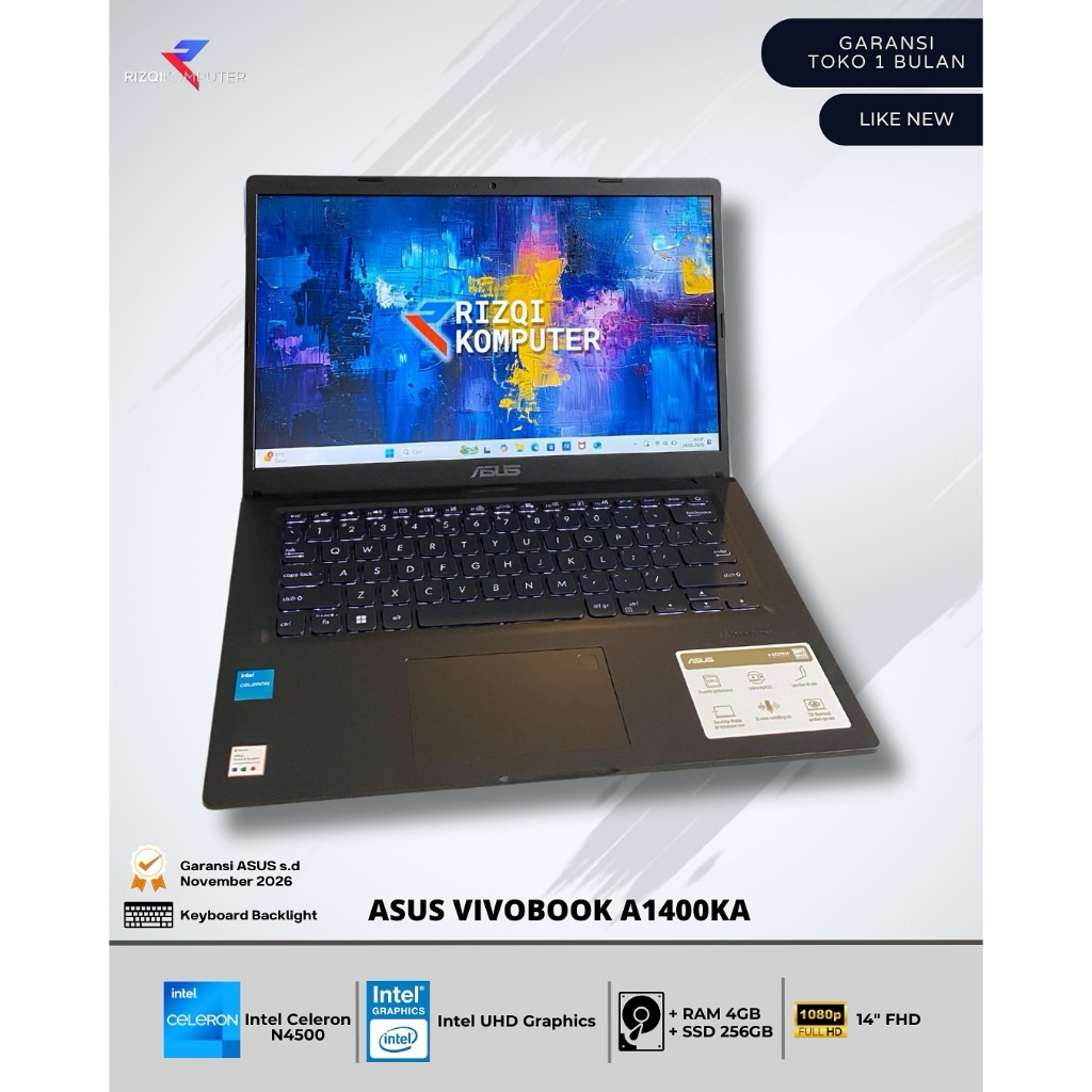 Jual Asus VivoBook A1400KA Intel celeron N4500 Ram 4GB SSD 256GB sbaya ...