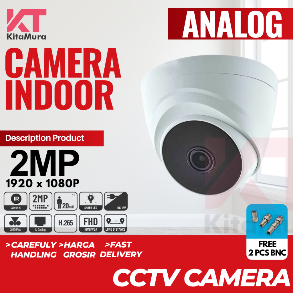 Jual KAMERA CCTV INDOOR HDCVI 2MP ANALOG AHD KABEL || KAMERA CCTV 2MP ...