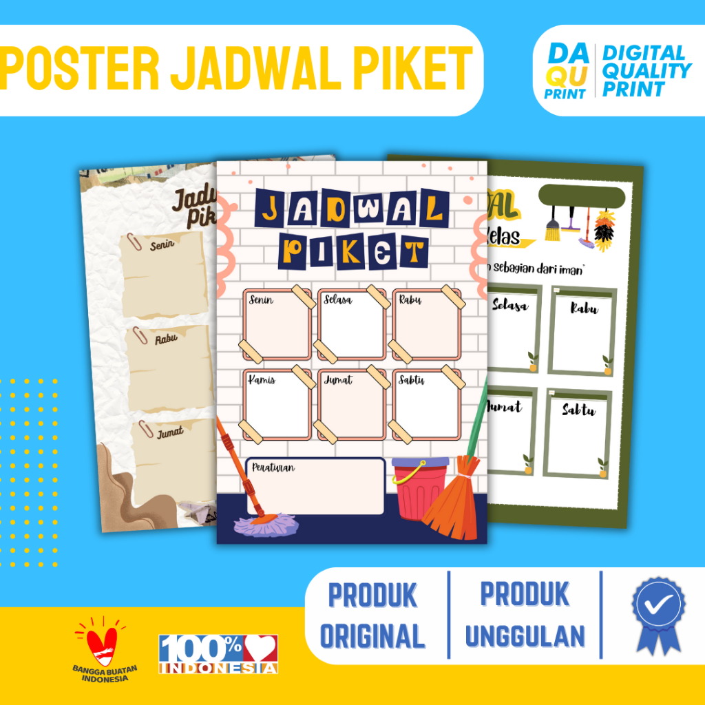 Jual POSTER A3+ EDUKASI / POSTER SEKOLAH ANAK TEMA JADWAL PIKET ...