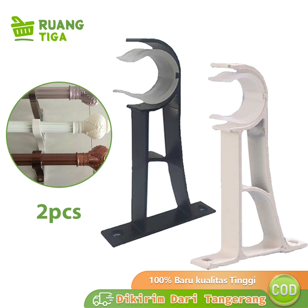Jual 2pcs Tiang Gorden Bracket Curtain Rod Bracket Metal Bracket Kaki ...