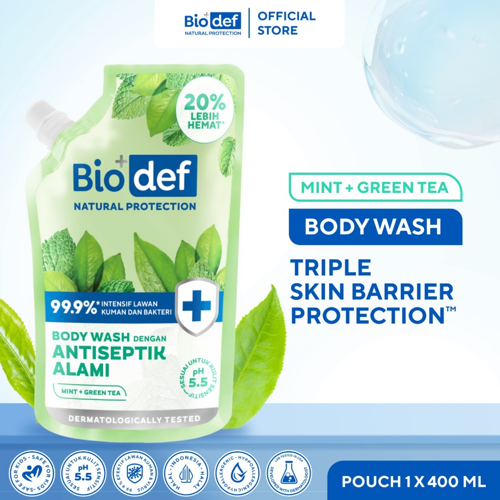 Jual Biodef Natural Protection Mint - Green Tea Body Wash Refill 400 ml ...
