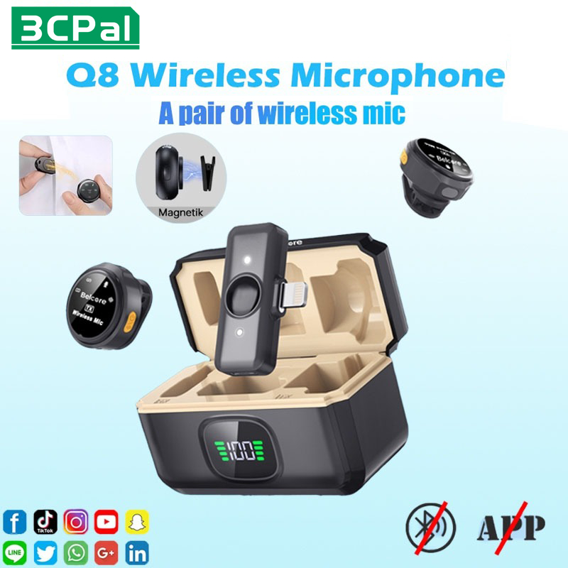 Jual Wireless Microphone 2-In-1 Clip On Mic Magnetic Mikrofon HP Plug ...