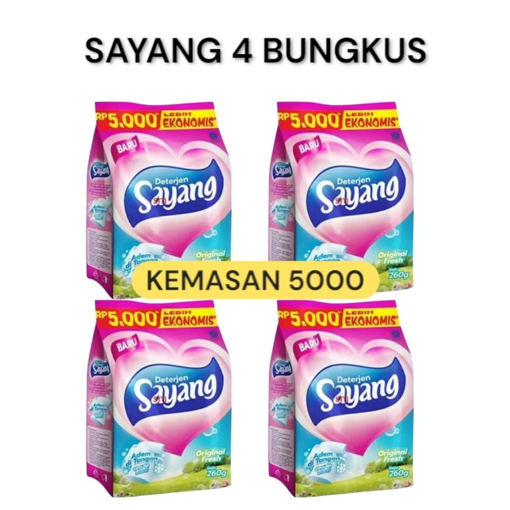 Jual PAKET 4 DETERGEN SAYANG KEMASAN 220 GRAM kemasan Rp.5000 | Shopee ...