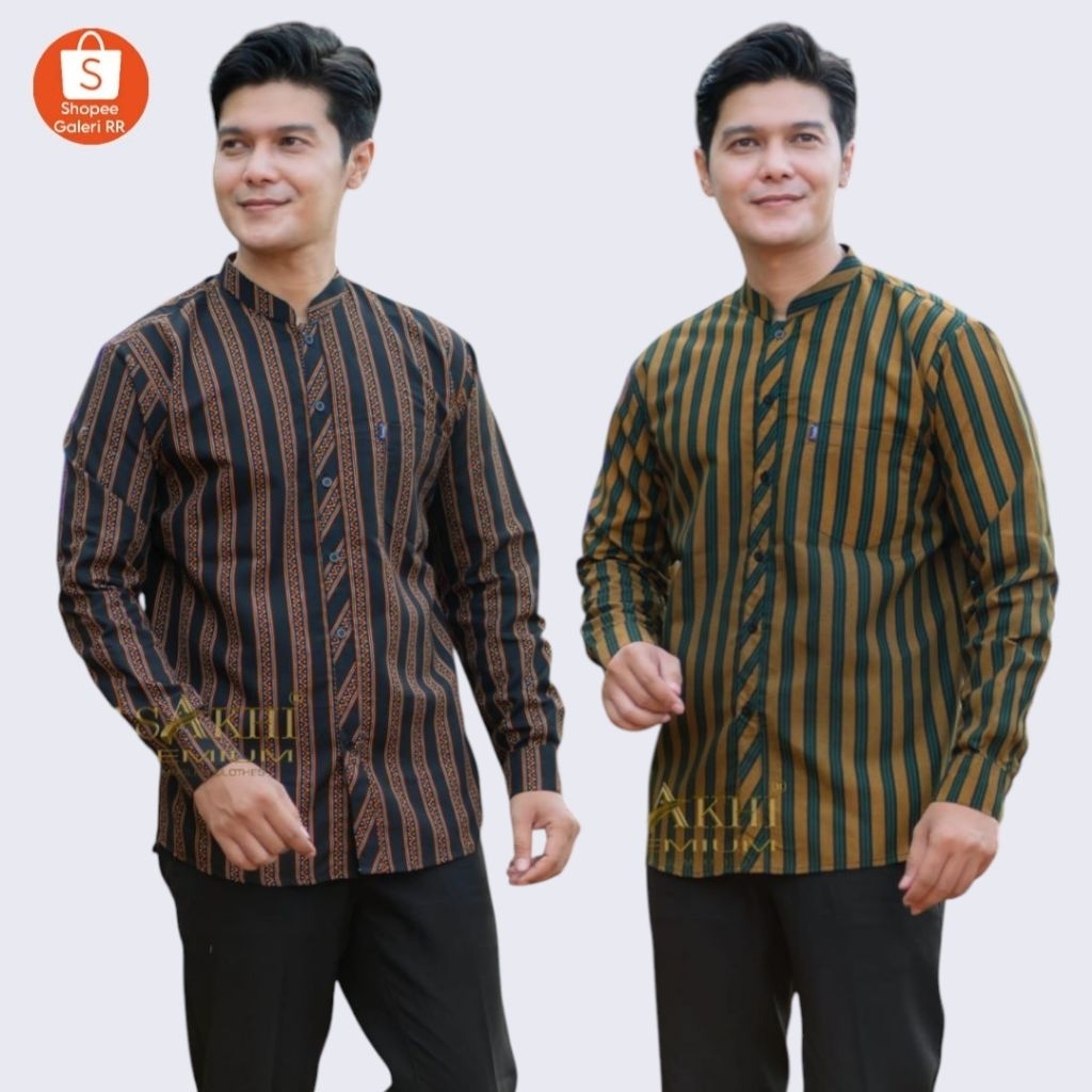 Jual Kemeja Lurik Baju Tradisional Baju Adat Jawa Kemeja Batik Pria Lengan Panjang Motif Lurik ...