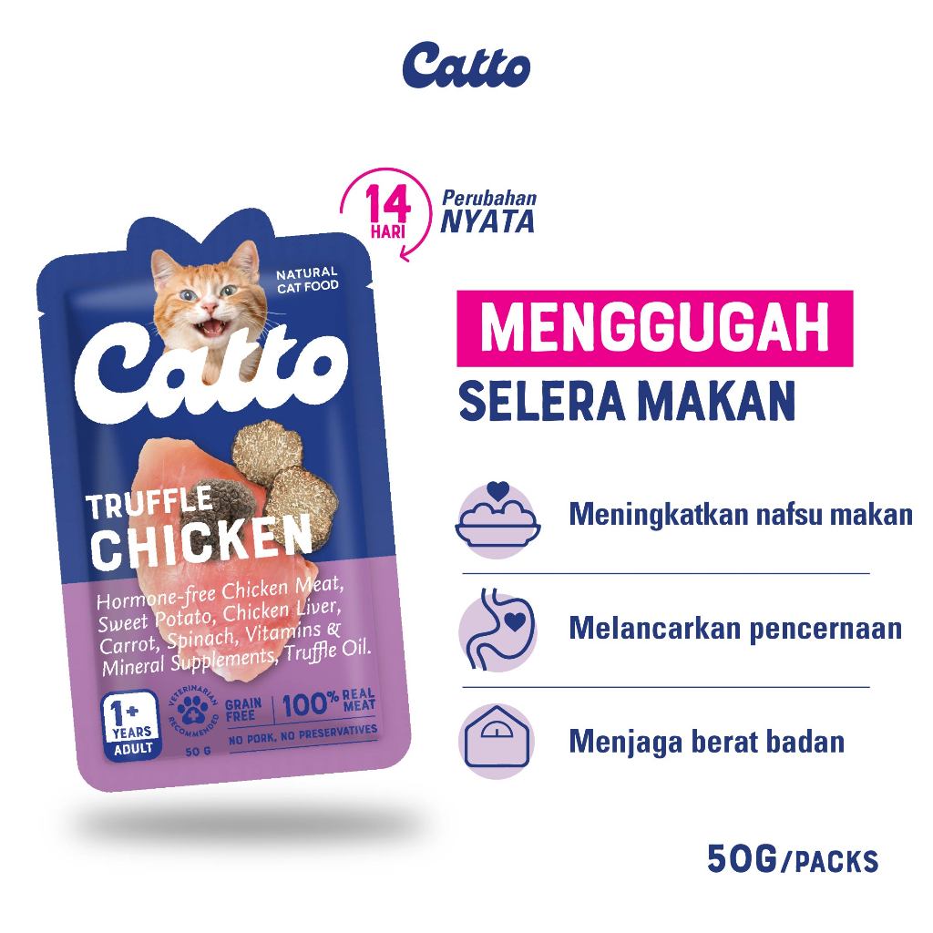 Jual Catto Makanan Kucing Basah Cat Food - Truffle Chicken Adult 50gr ...