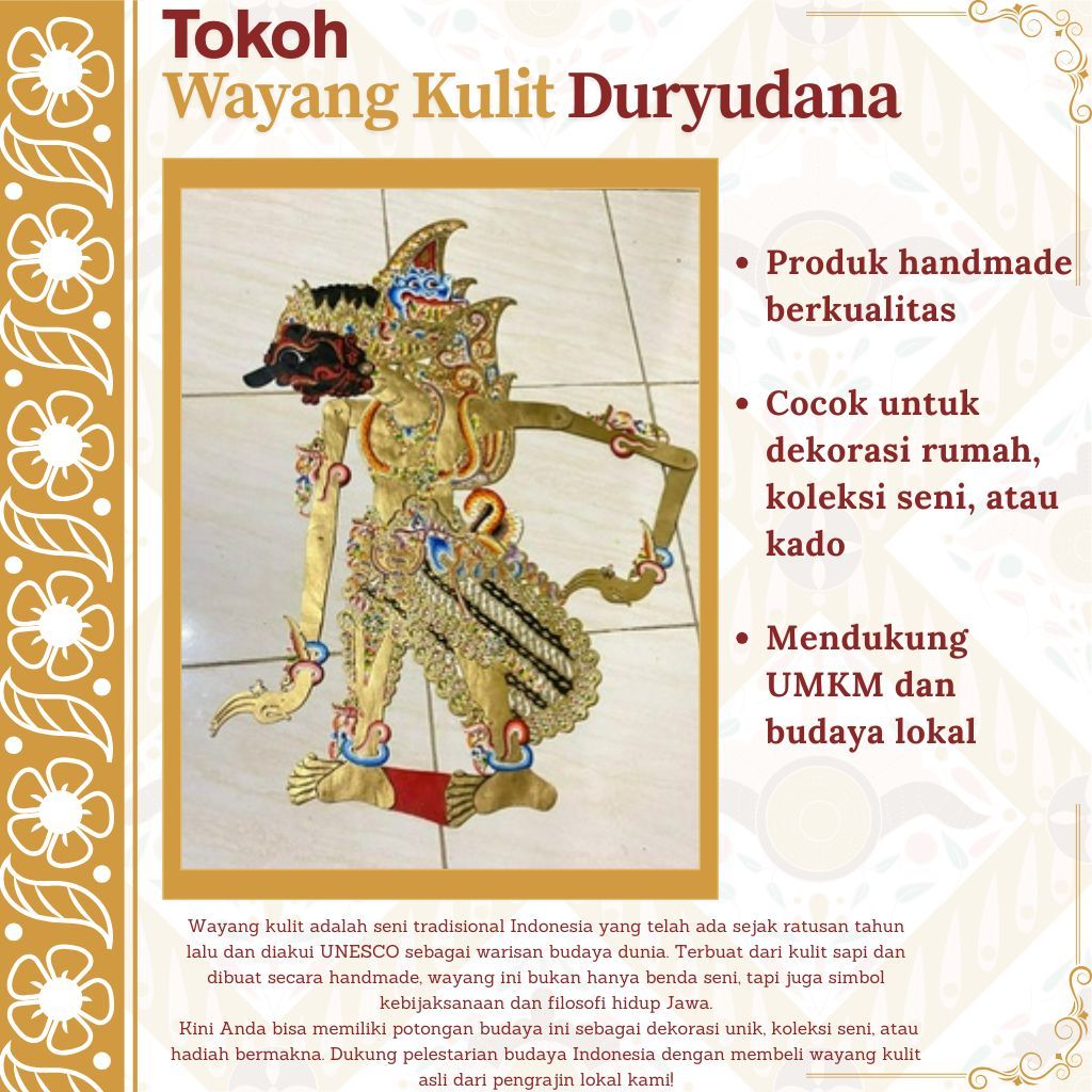 Jual Wayang Kulit Duryudana Emas Grenjeng | Shopee Indonesia