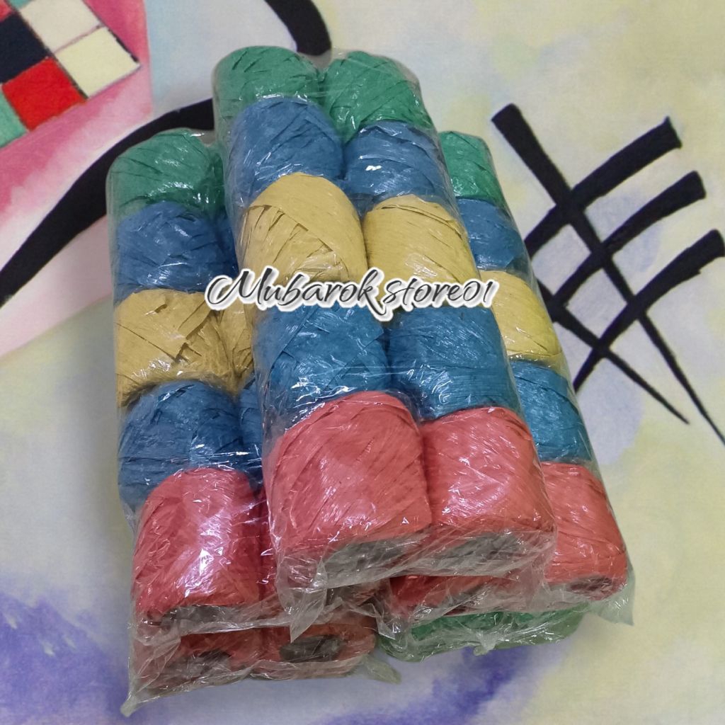 Jual Tali Rafia 5 pack isi 50 pcs gulungan kecil bahan plastik | Shopee ...