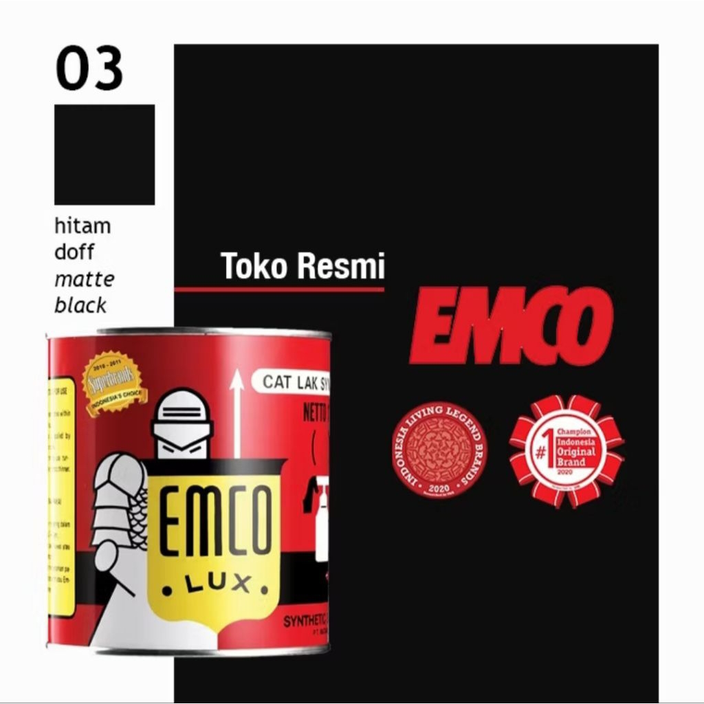 Jual Cat Emco Lux 1Kg – Hitam Doff No.03 – Cat Kayu & Besi Matte Tahan ...