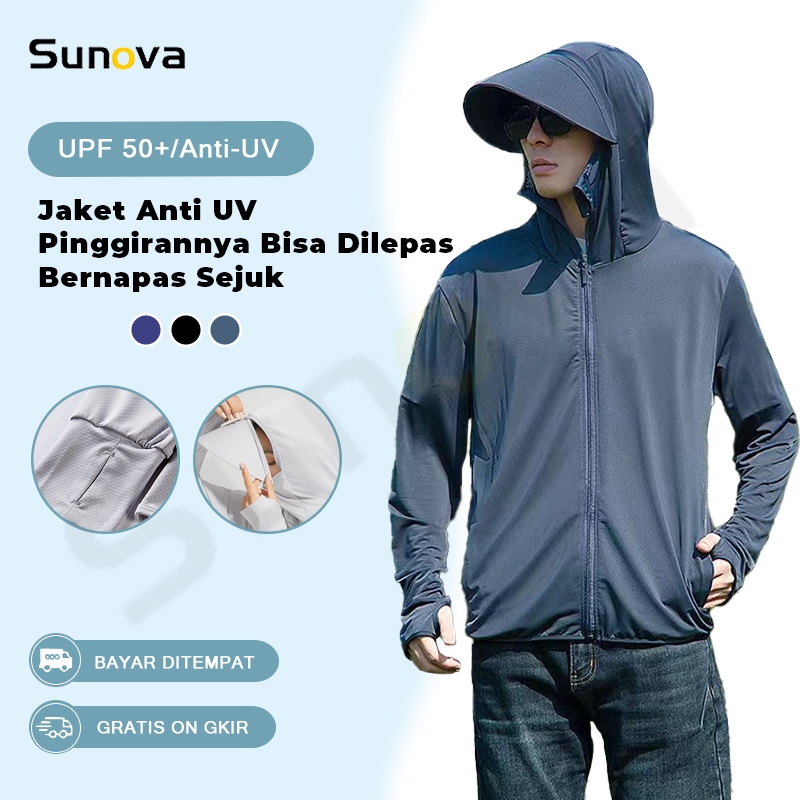 Jual Sunova Jaket Anti UV Olahraga Pria Hoodie Olahraga Sun Protection (UPF50+) | Shopee Indonesia