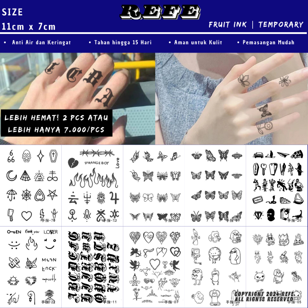 Jual Tato Temporary Mini Waterproof - Motif Hewan Tulisan Aesthetic ...