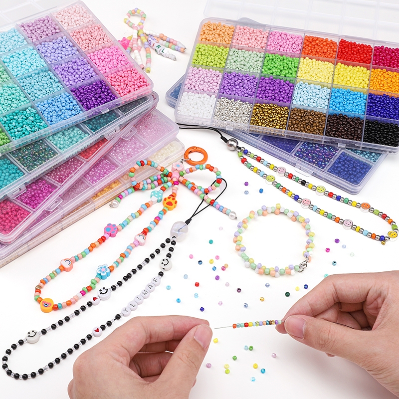 Jual SET MANIK KACA 3mm Warna-Warni - 24 Kotak @6.5g (Total ≈5200 biji ...
