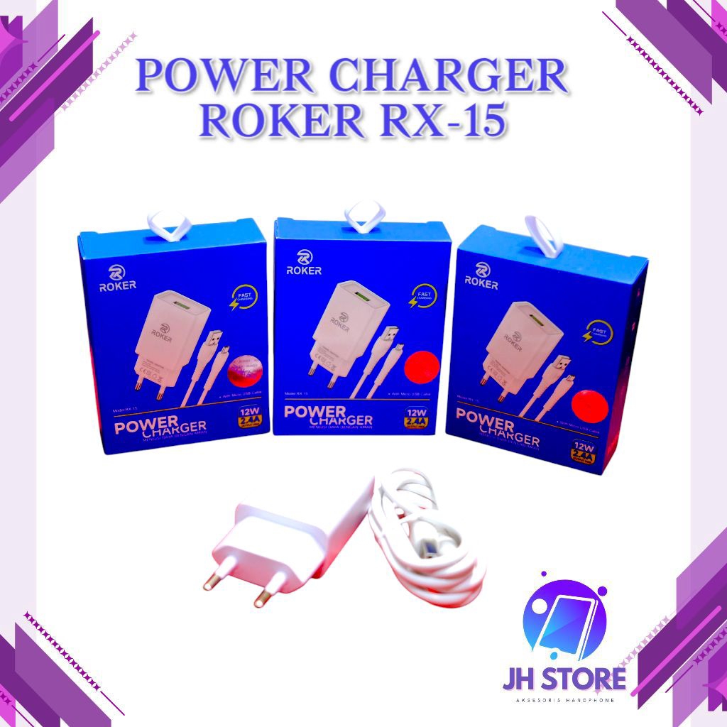 Jual Power Charger ORIGINAL ROKER RX-15 12W 2.4A 1USB + USB Kabel Micro ...