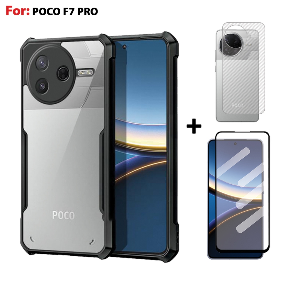 Jual Paket 3in1 Case Poco F7 Pro Casing Transparan Free Tempered Glass ...