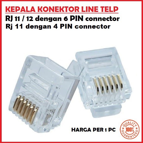 Jual CONNECTOR RJ 11 6 PIN 4 PIN Konektor Line Tlepon kepala kabel line ...