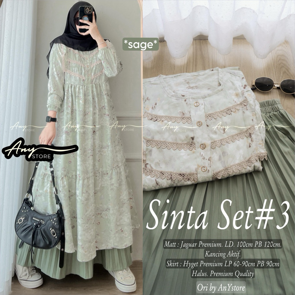 Jual selia nella#4 sinta klana setelan midi dress dan rok plisket by A ...
