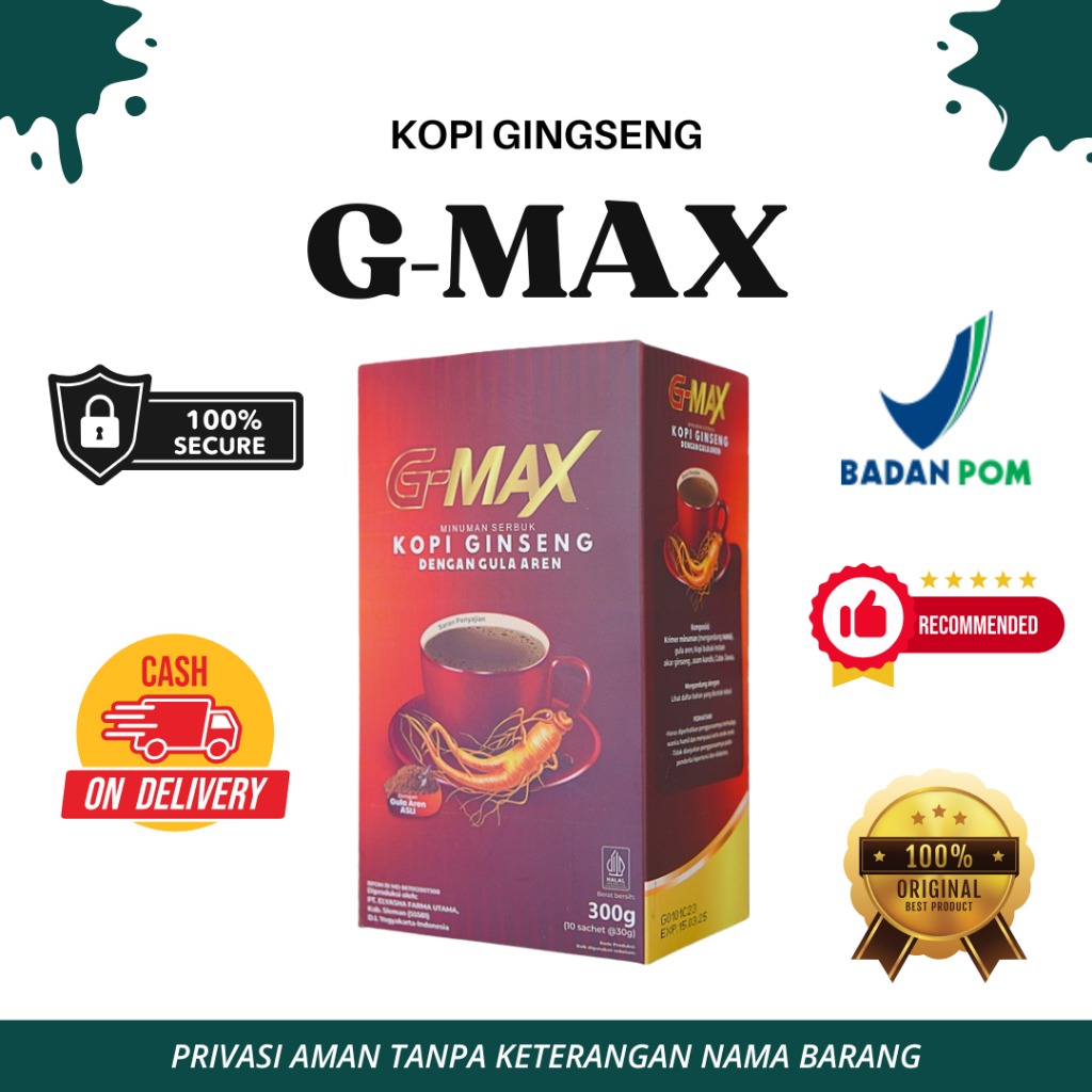 Jual TERBEST SELLER KOPI G-MAX Minuman Kopi Gingseng 1 Box isi 10 sachet ASLI BPOM | Shopee ...