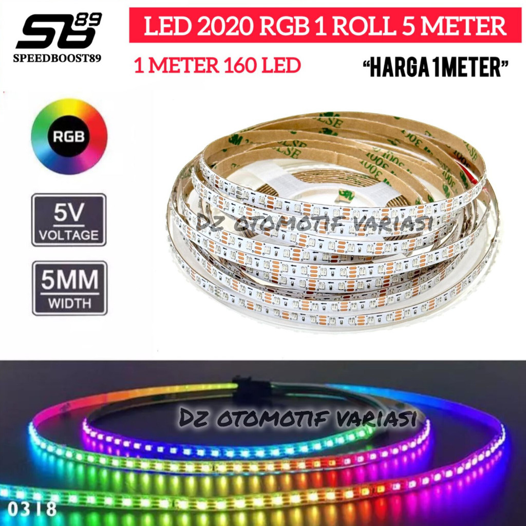 Jual Led Strip WS2812B RGB 2020 Matrix List Top View 160 Led/Meter Led ...